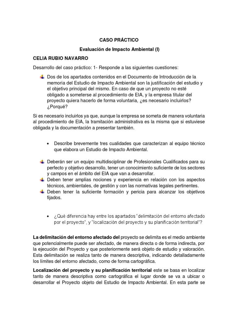 Caso Práctico Eia | PDF | Evaluación de impacto ambiental | Naturaleza