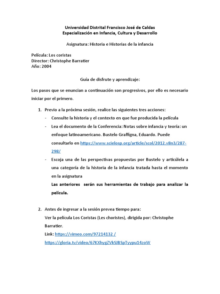 Análisis de "Los Coristas" en la Historia de la Infancia | PDF ...