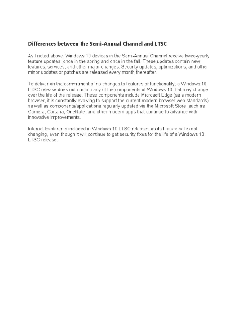 Differences Between The Semi-Annual Channel and LTSC | PDF | Computers