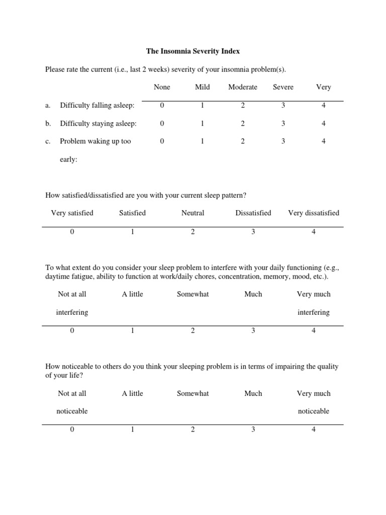 ISI Insomnia-Severity-Index PDF | PDF | Insomnia | Sleep
