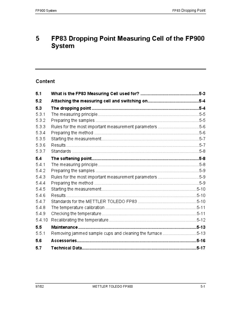 FP83 Dropping Point Measurement Guide | PDF | Melting Point | Temperature