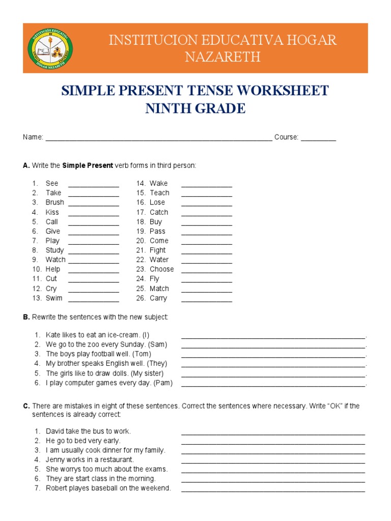 Simple Present Worksheet | PDF