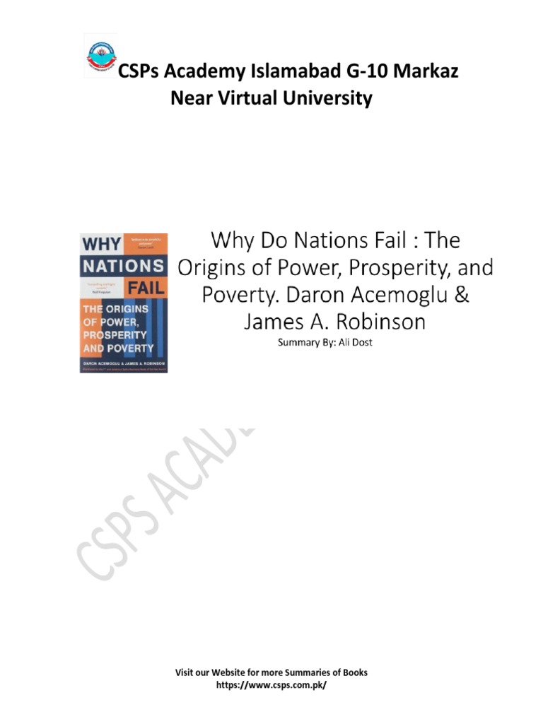 Why Do Nations Fail Book Summary | PDF