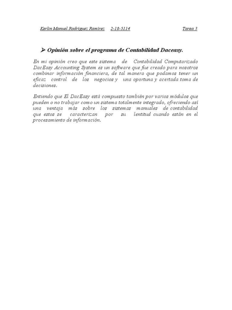Opinión sobre DacEasy Accounting System | PDF