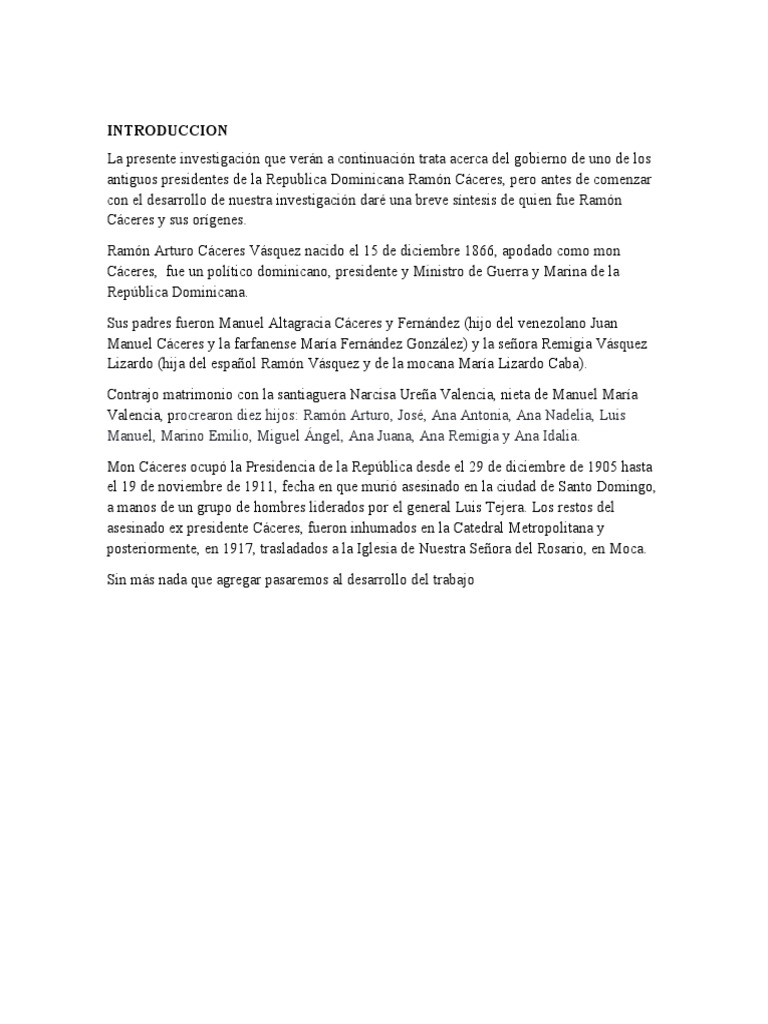 Gobierno de Ramón Caceres | PDF | Gobierno | Agitación