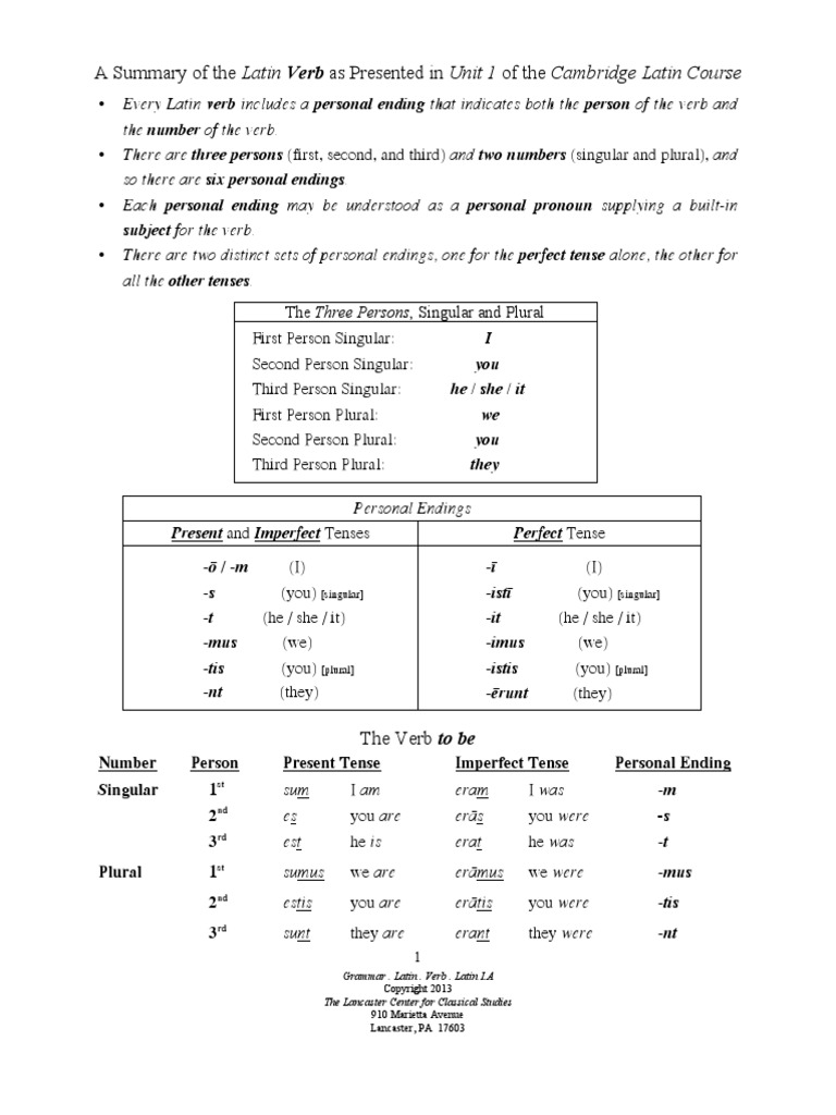 A Summary of The Latin Verb | PDF | Grammatical Tense | Latin