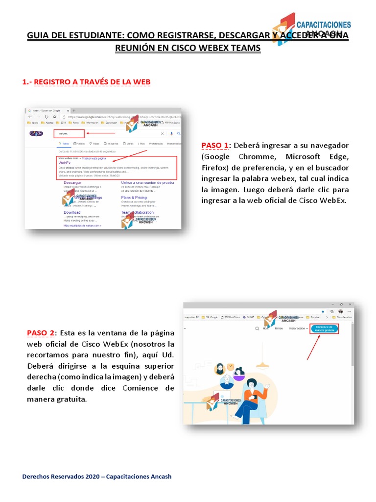 GUIA DEL ESTUDIANTE - Manual de Cisco Webex PDF | PDF | Ventana (informática) | Software