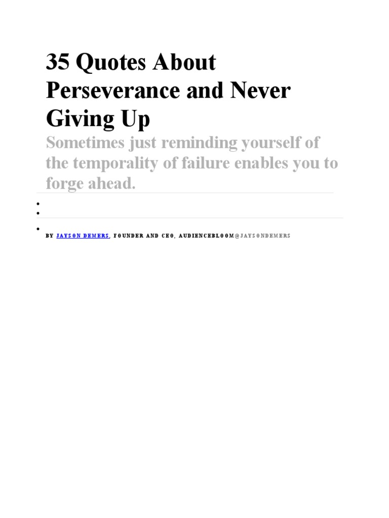 35 Quotes About Perseverance And Never Giving Up Pdf