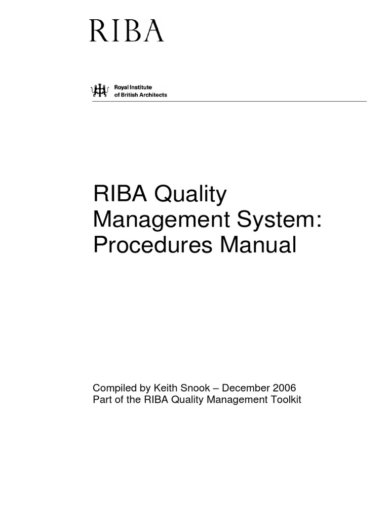 RIBA Quality Management System - Procedures Manual | PDF