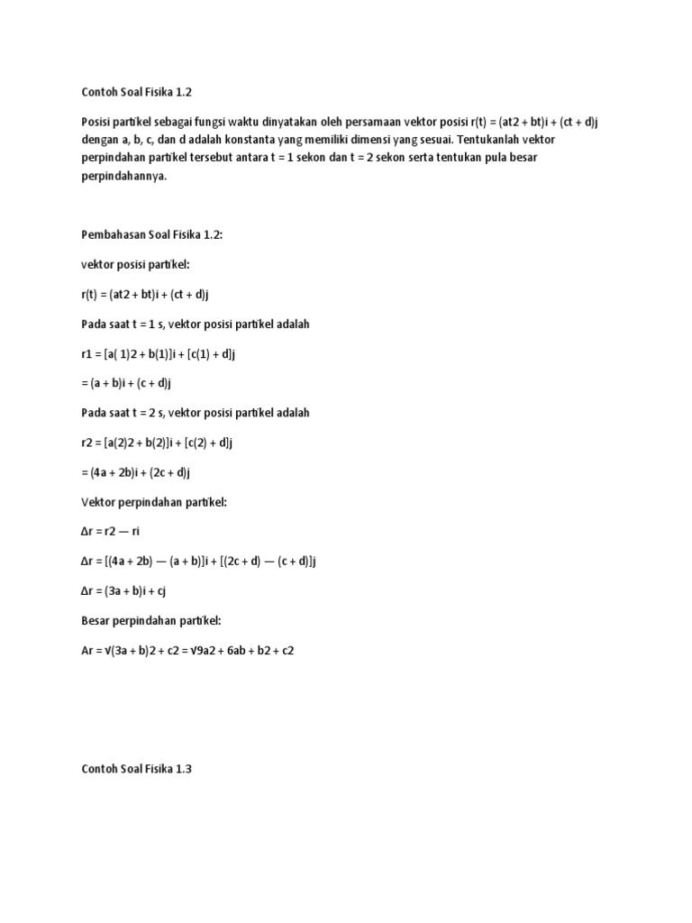 Contoh Soal Fisika: Vektor dan Perpindahan | PDF
