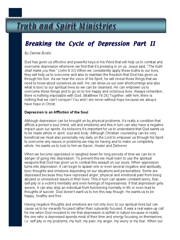 Breaking The Cycle of Depression Part II | PDF | Armor Of God | Soul