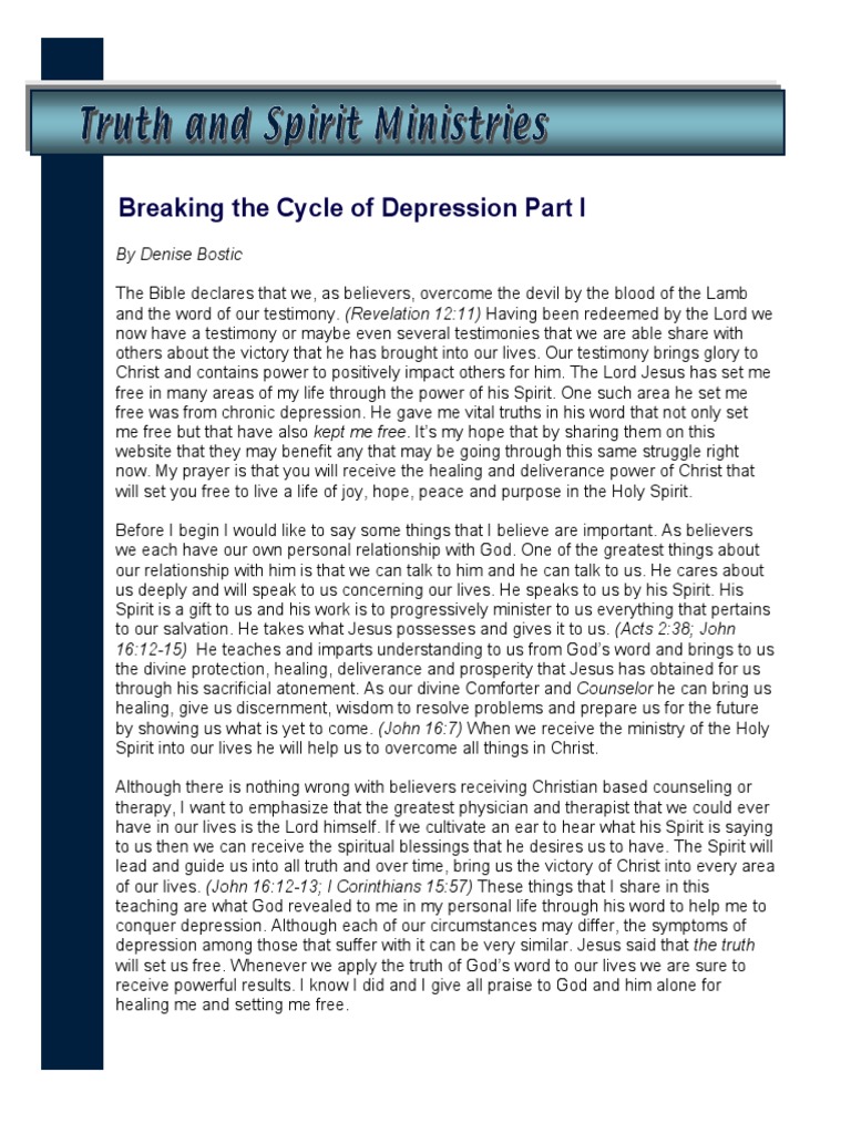 Breaking The Cycle of Depression Part I | PDF | Epistle To The ...