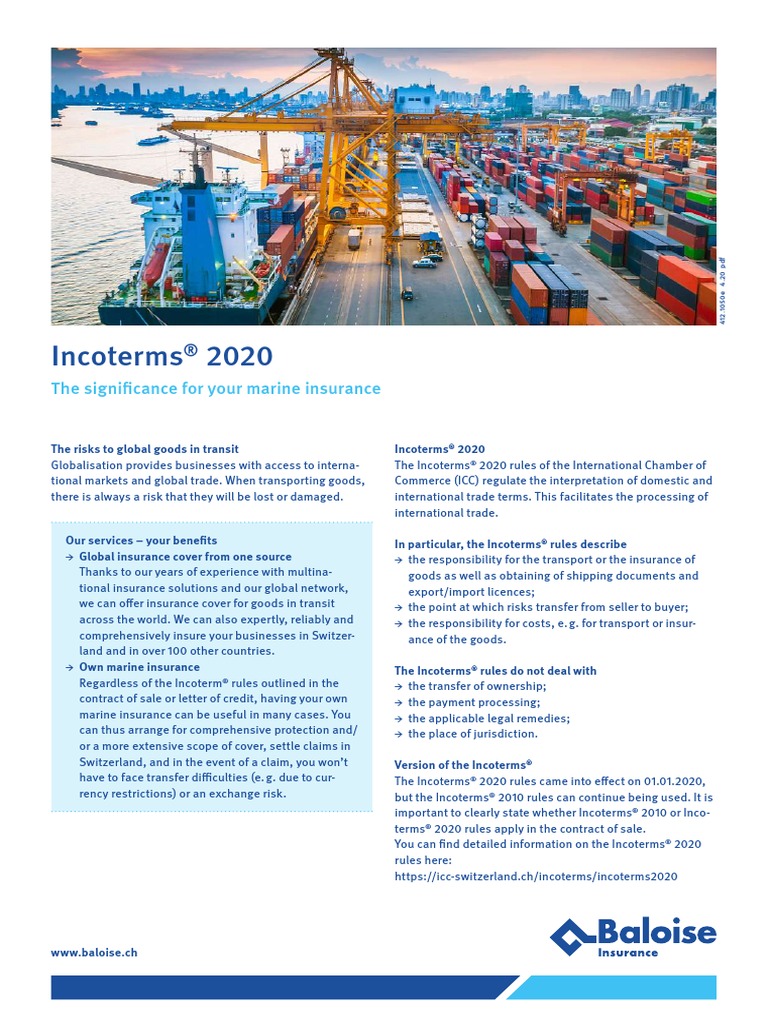 Incoterms 2020: The Significance For Your Marine Insurance | PDF ...