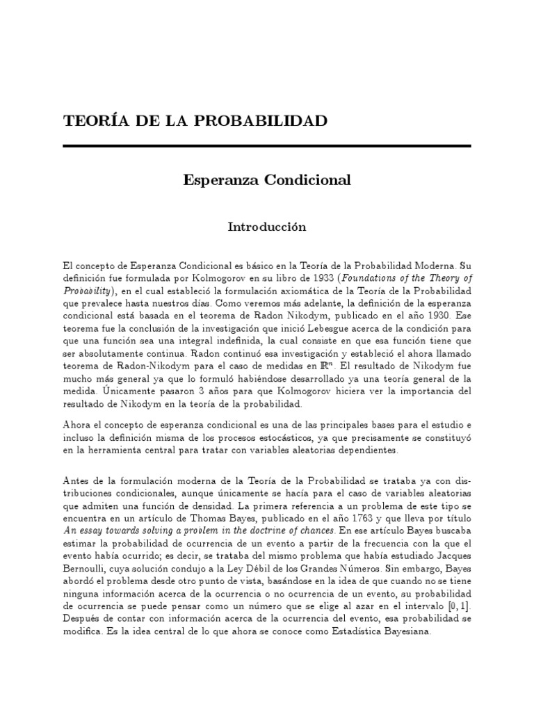 Introducción a la Esperanza Condicional | PDF | Variable aleatoria ...