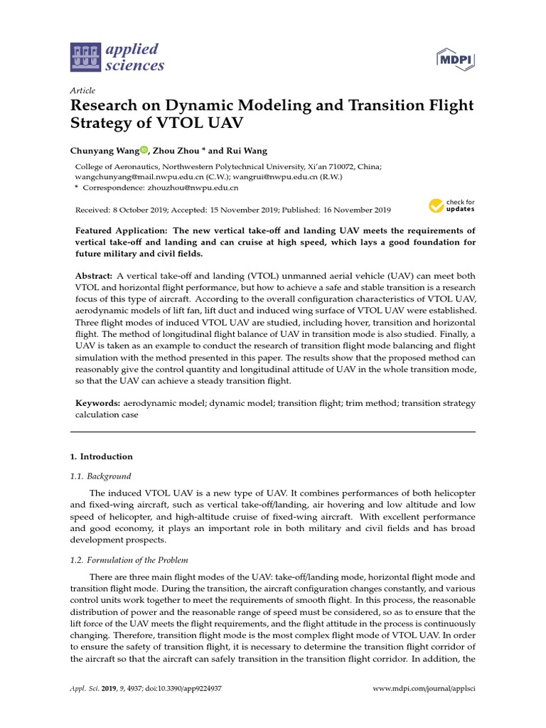 Applied Sciences: Research On Dynamic Modeling and Transition Flight ...