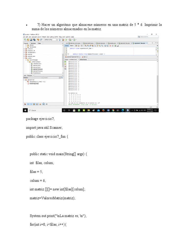 Algoritmos de Matrices en Java | PDF | Estructura de datos de matriz | Desarrollo de software