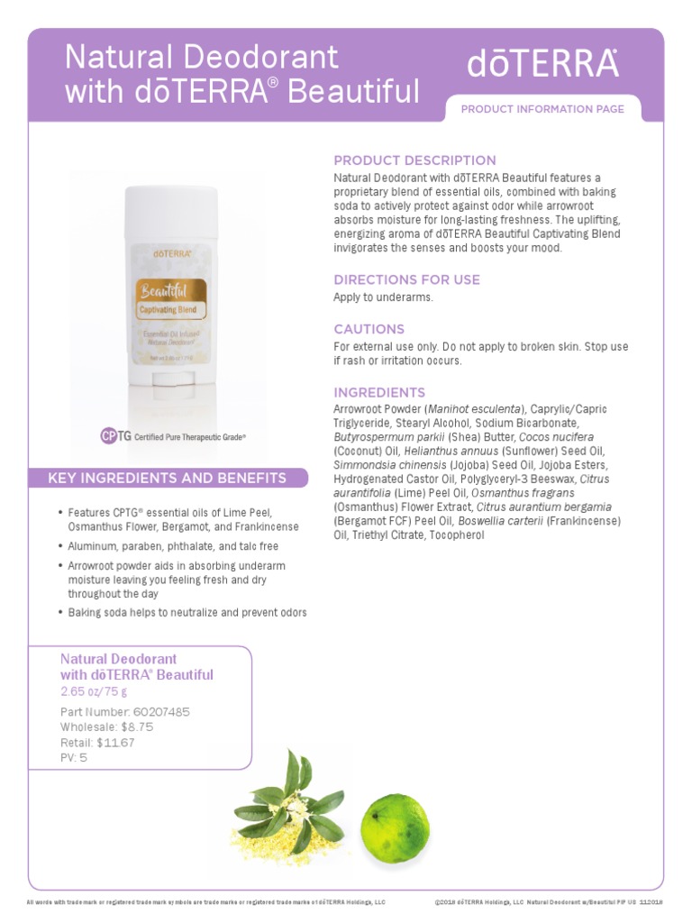 Doterra Natural Deodorant Beautiful | PDF | Sodium Bicarbonate ...