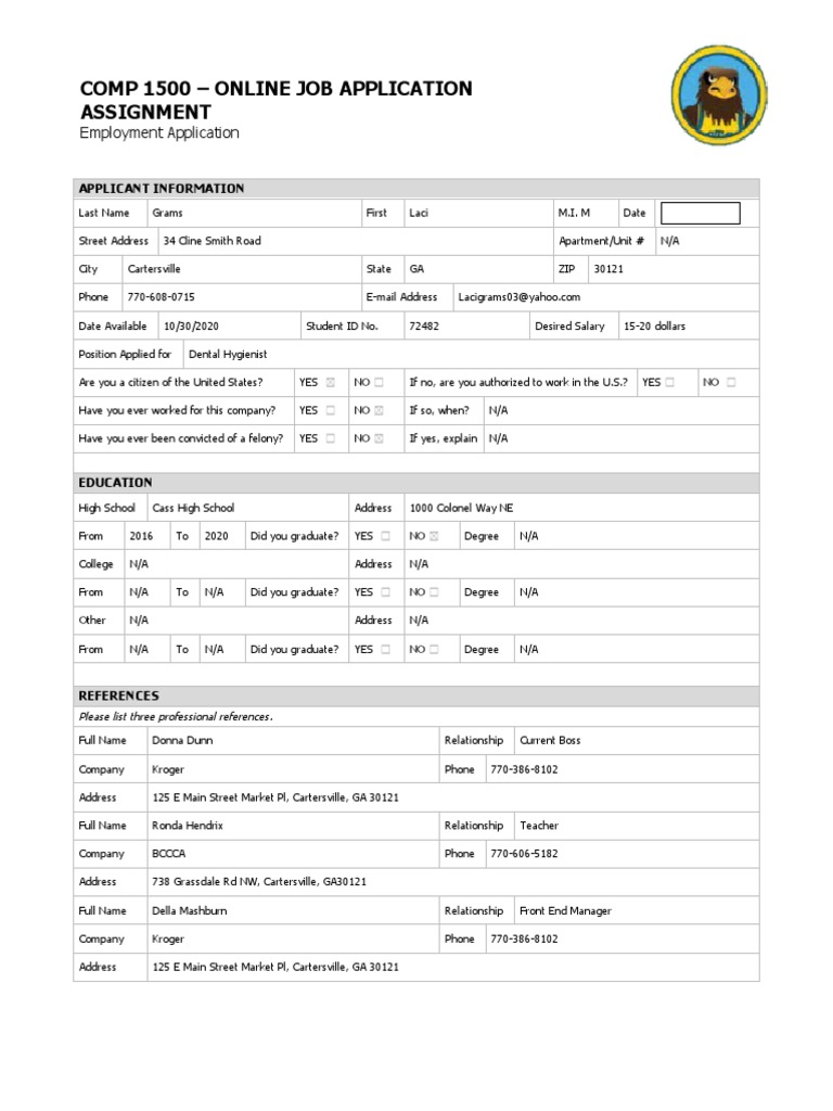 Job Online Employment Application Form Assignment 1 | PDF | Business