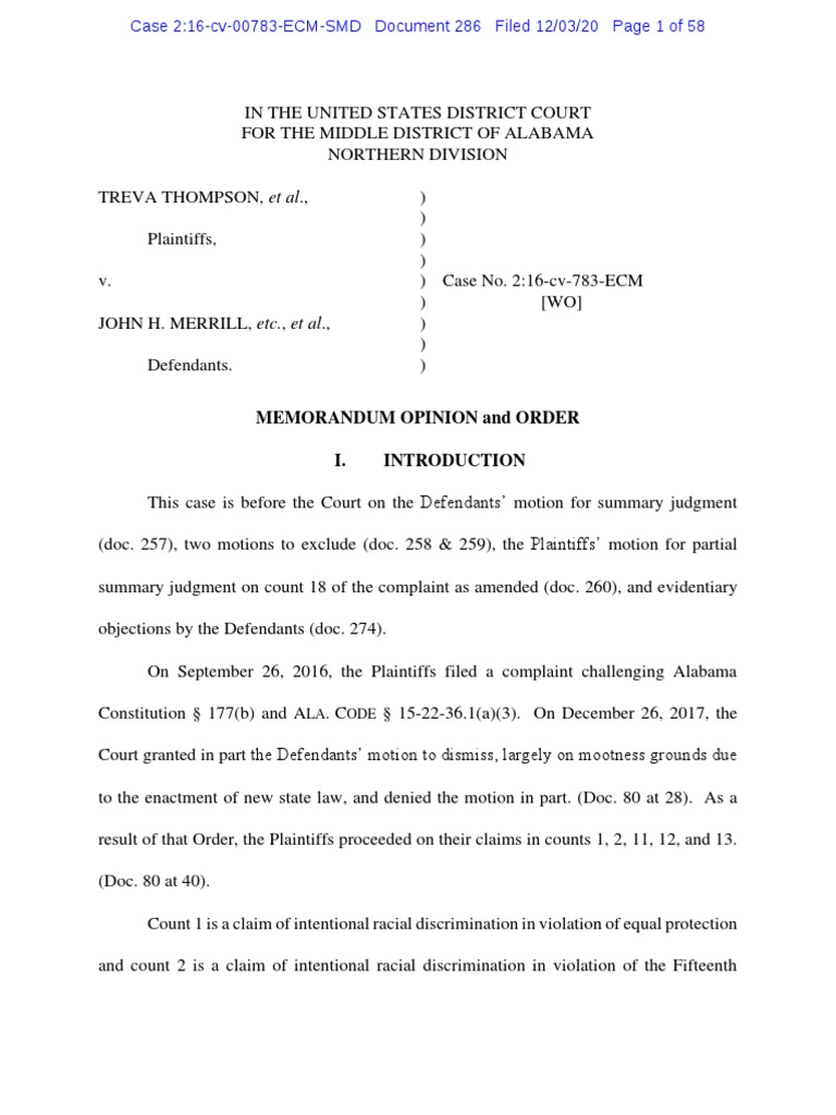 Judge Upholds Alabama Felon Disenfranchisement Law | PDF | Daubert ...