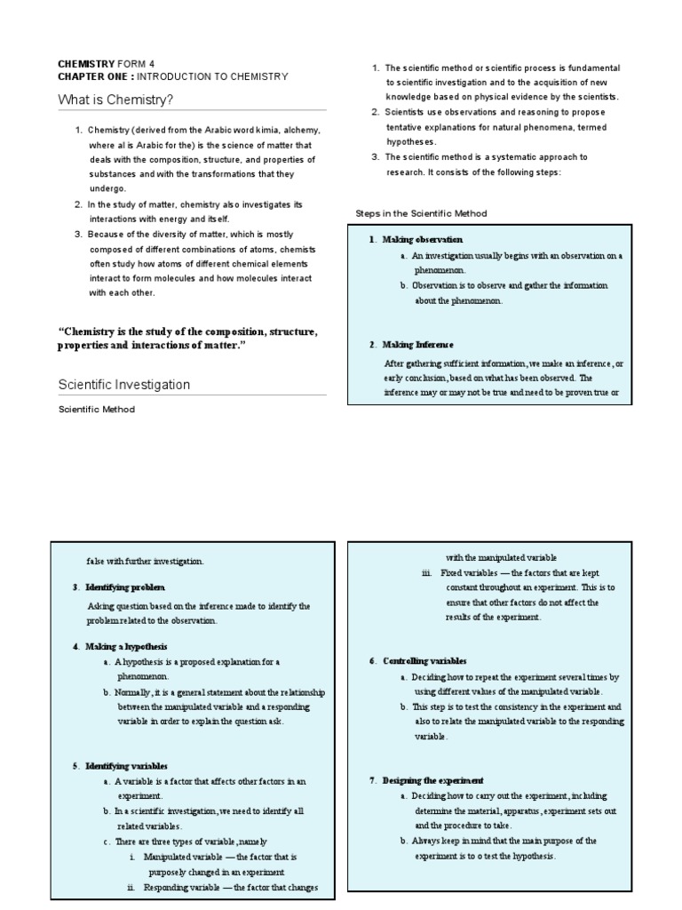 What Is Chemistry?: Chemistry Form 4 Chapter One: Introduction To ...