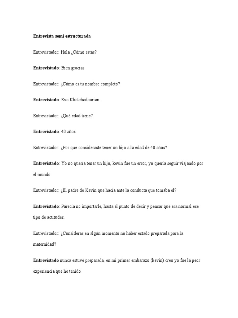 Entrevista Semi Estructurada | PDF