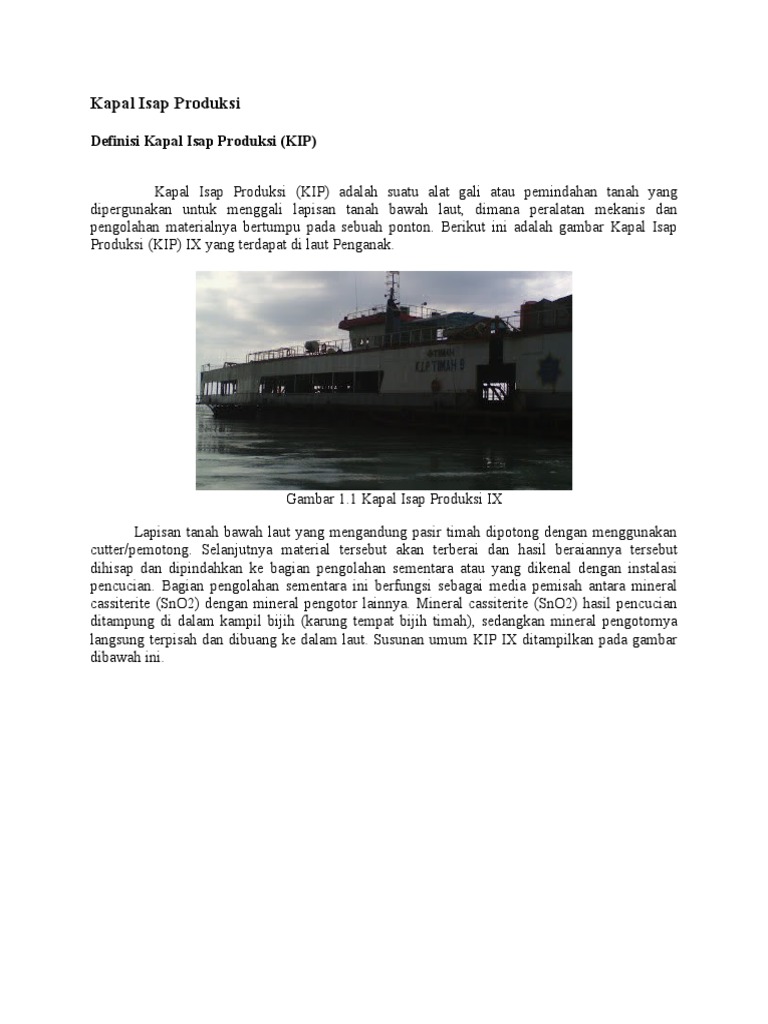 Kapal Isap Produksi Timah IX dan Fungsinya | PDF