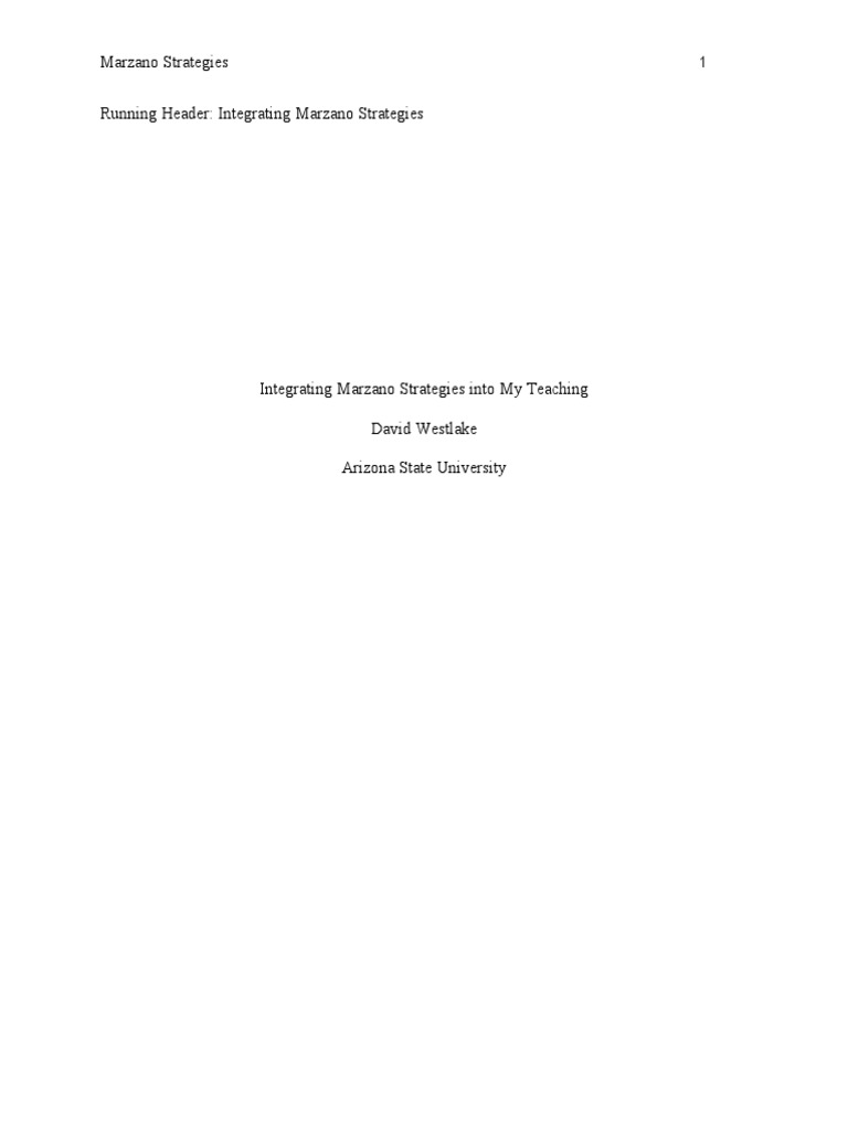 Marzano Strategies | PDF | Metacognition | Inquiry Based Learning