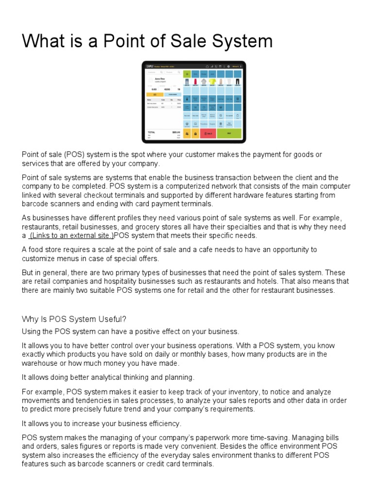 Point Sale System | PDF