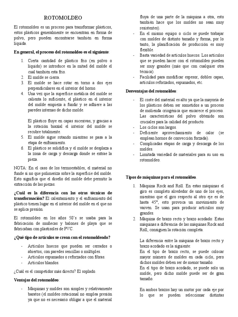 Ventajas y desventajas del rotomoldeo | PDF | Convección | El plastico