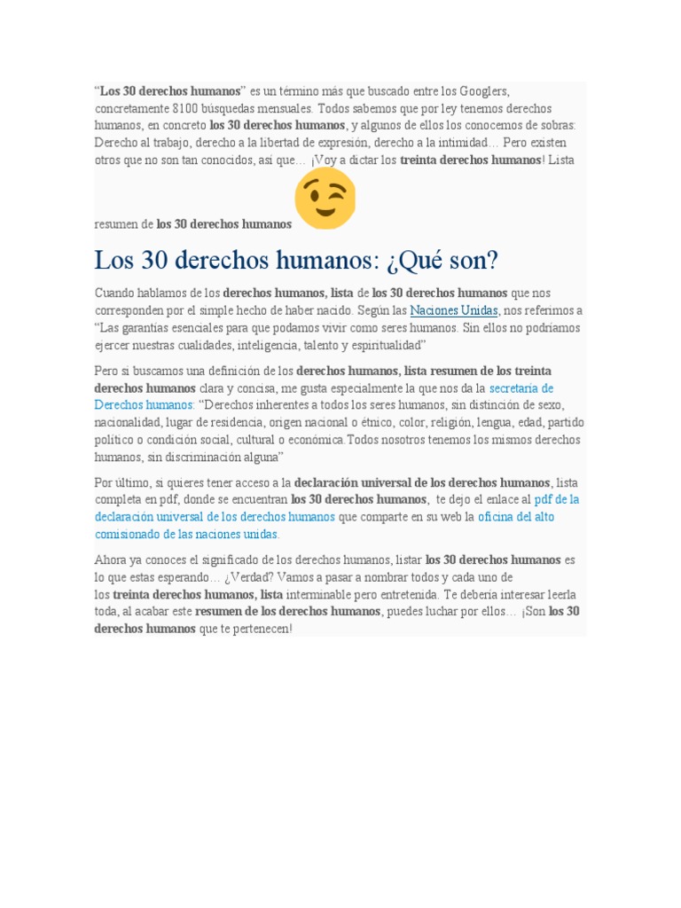 Los 30 Derechos Humanos Pdf Libertad De Expresión Derechos Humanos