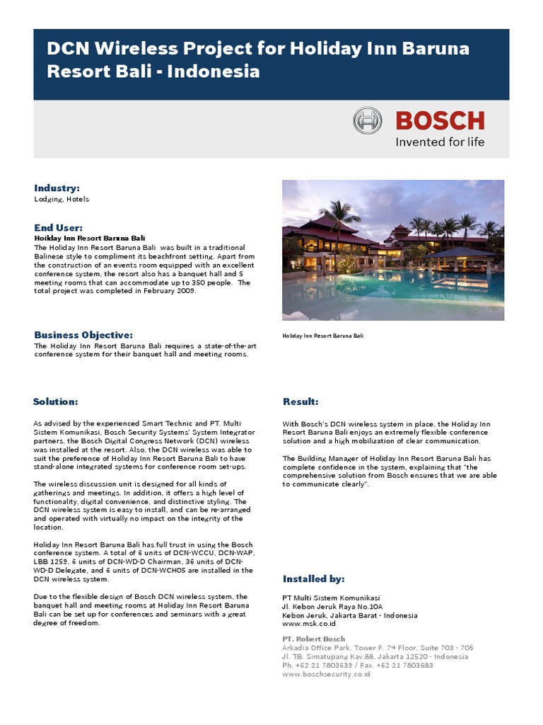 DCN Wireless Project For Holiday Inn Baruna Resort Bali - Indonesia | PDF | Information And ...
