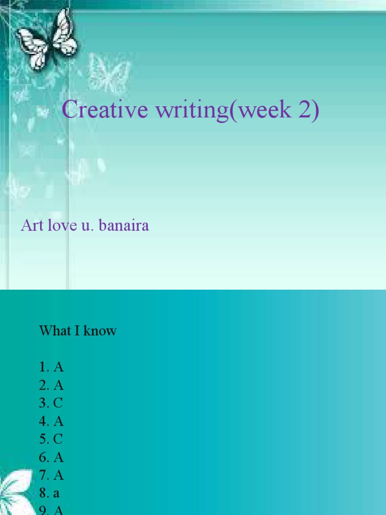 Creative Writing Week 2 | PDF | Rhyme | Literary Theory