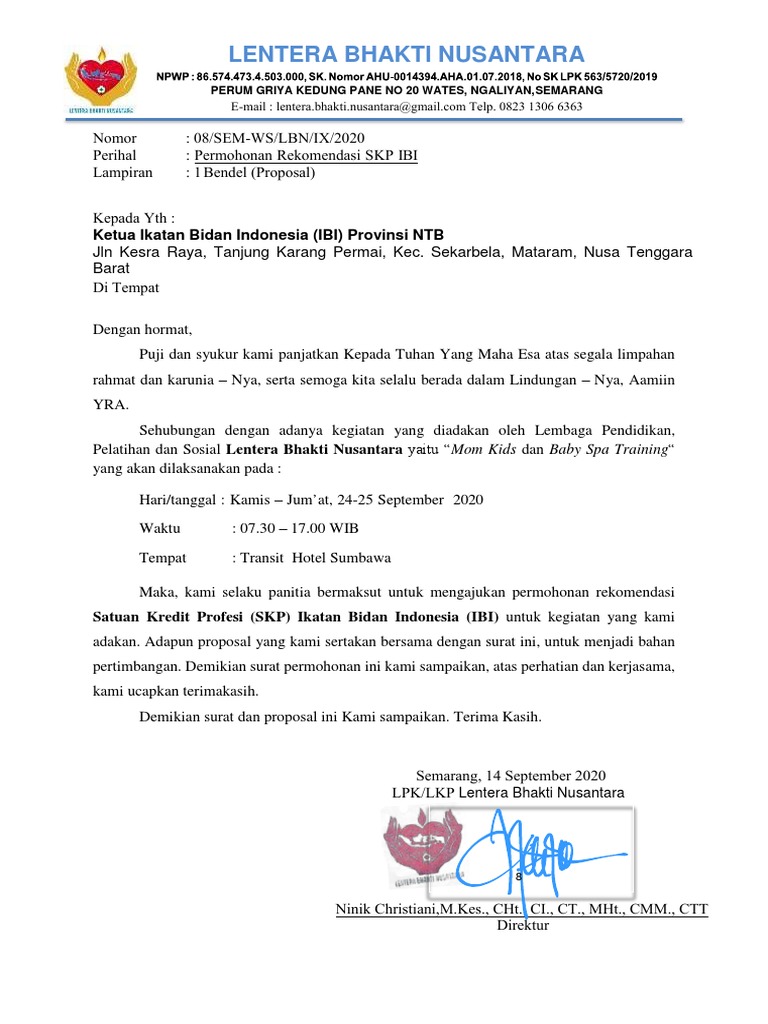 Surat Permohonan SKP IBI Sumbawa PDF | PDF