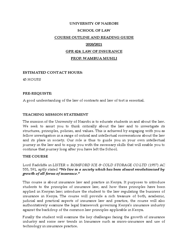 Modified Insurance Course Outline | PDF | Insurance | Insurance Policy