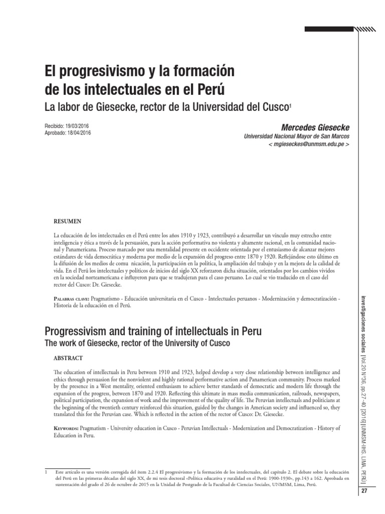 Giesecke, Mercedes-El Progresivismo y La Formación de Los Intelectuales ...