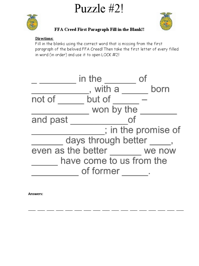 Puzzle 2 For The Ffa Escape Room | PDF | Language Arts & Discipline