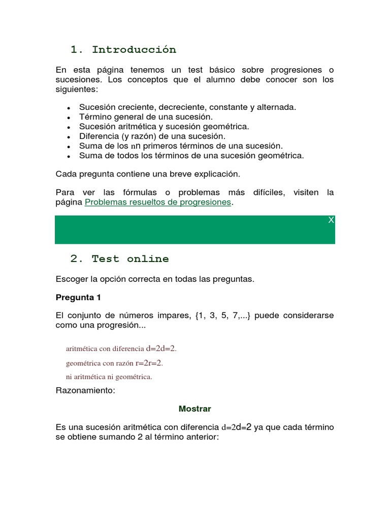 Ejercicios de Progresiones Tipo Examen | PDF | Aritmética | Objetos matemáticos