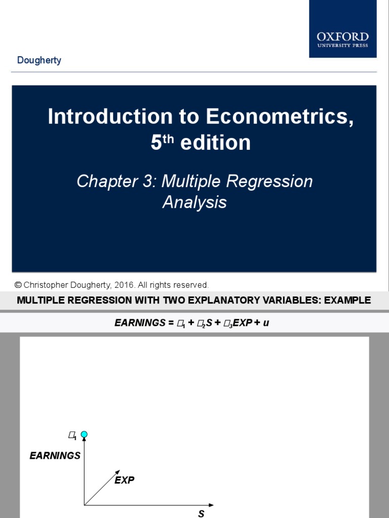 Introduction To Econometrics, 5 Edition: Chapter 3: Multiple Regression Analysis | PDF ...