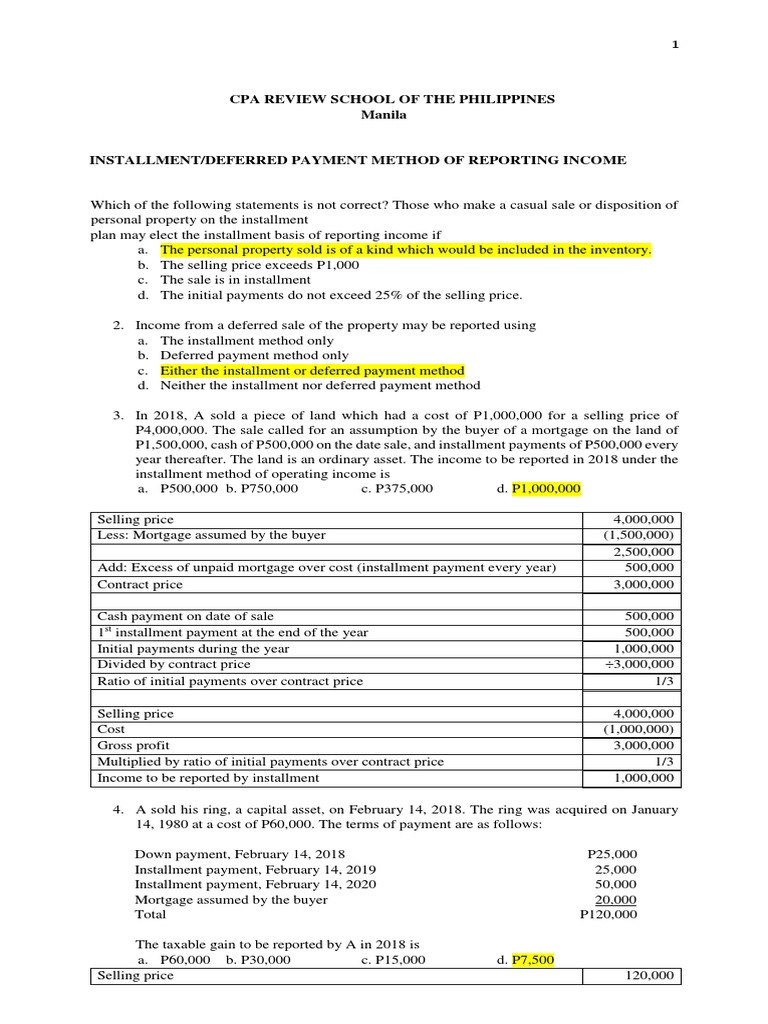 TAX-10-INSTALLMENT-DEFERRED-PAYMENT-METHOD-OF-REPORTING-INCOME (With ...