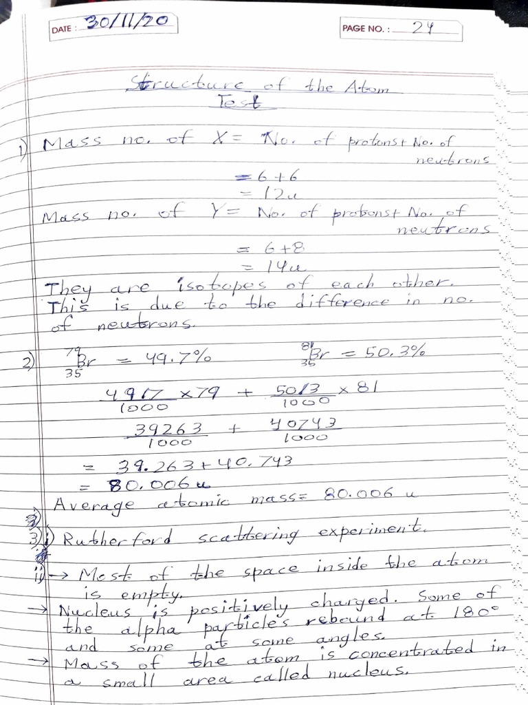 Structure Of Atom Test Pdf Atoms Atomic Physics