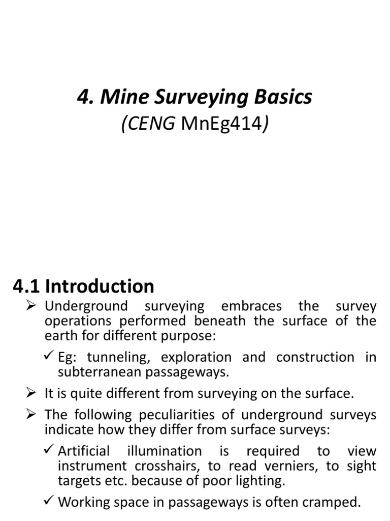Mine Surveying Basics | PDF | Surveying | Mining