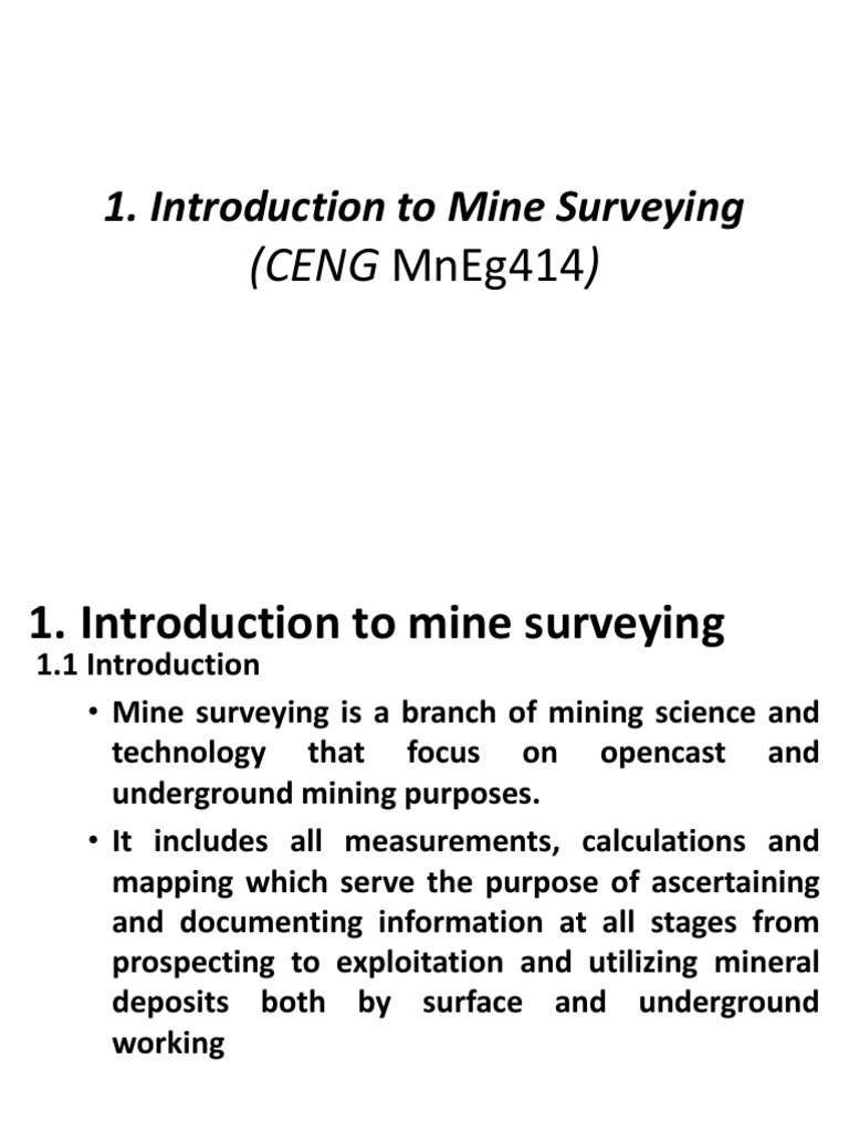 Introduction to Mine Surveying Techniques | PDF | Surveying | Map