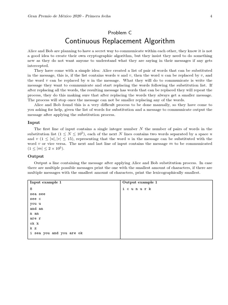 Continuous Replacement Algorithm: Problem C | PDF