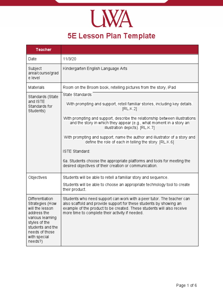 5E Lesson Plan Template: Teacher | PDF | Lesson Plan | Education Theory