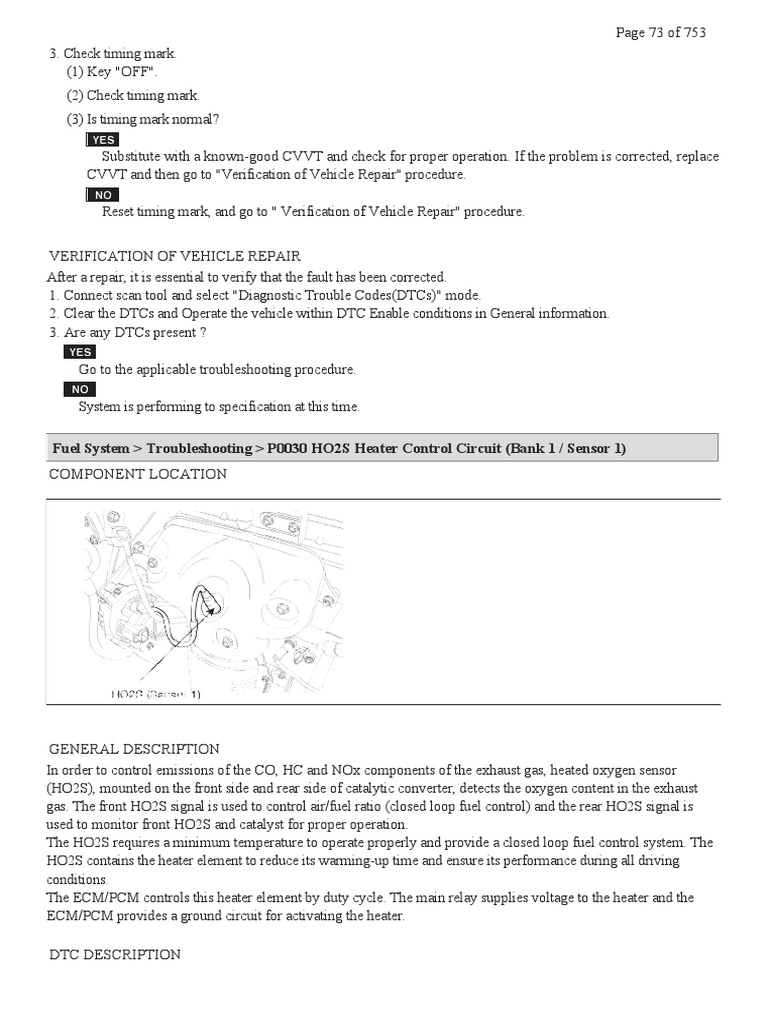 Troubleshooting Procedure for P0030 HO2S Heater Control Circuit (Bank 1 / Sensor 1) Fault on ...
