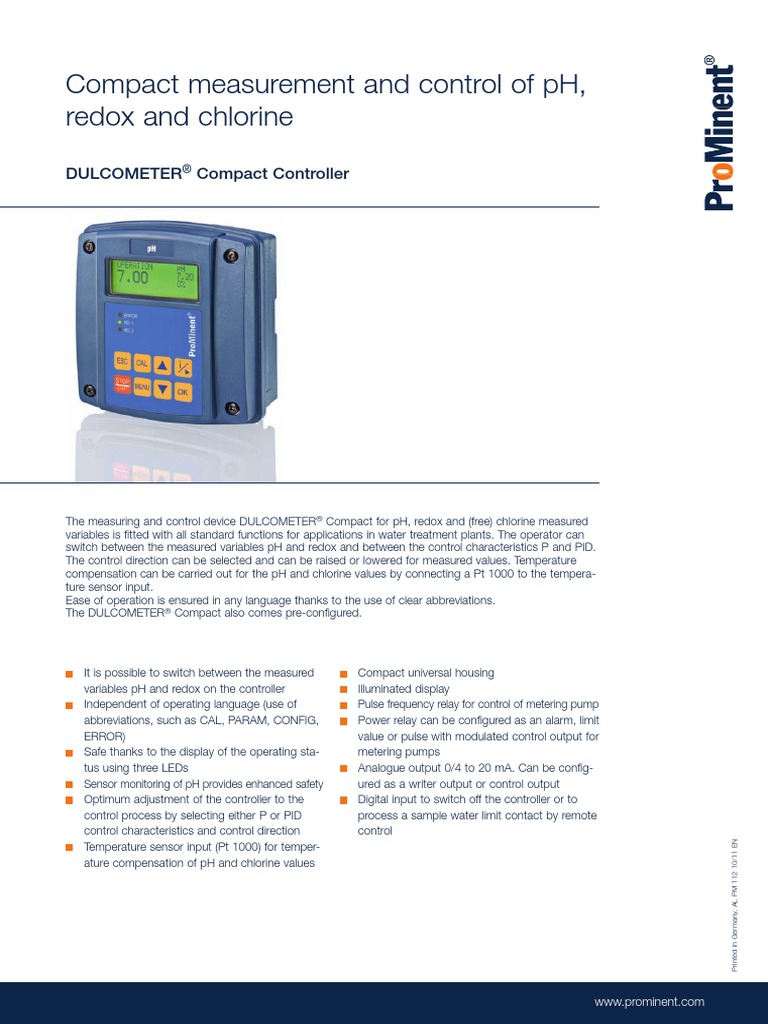 9.online - Controller - Compact - PH, Redox, Cl2 | PDF | Control Theory ...