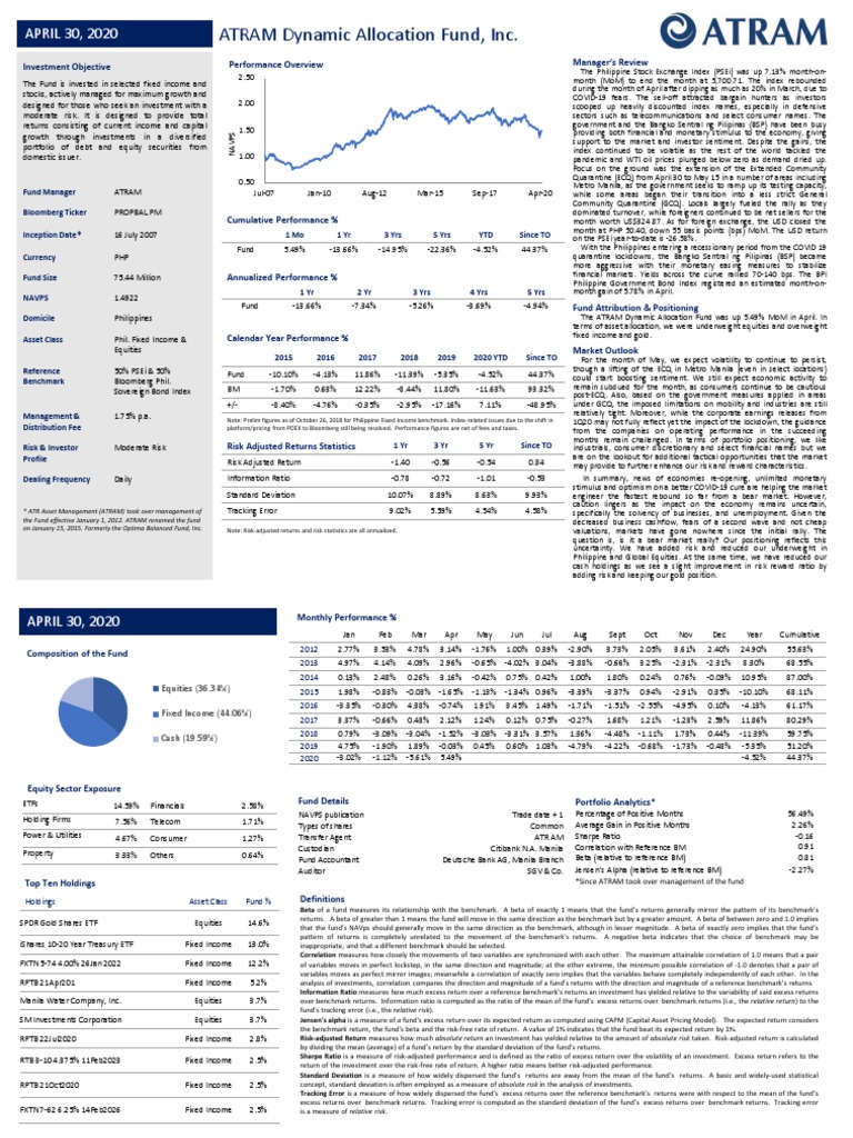 ATRAM Dynamic Allocation Fund - Fact Sheet - Apr 2020 | PDF | Sharpe ...