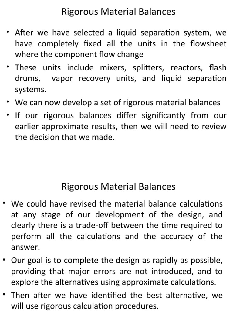 Rigorous Material Balances | PDF | Chemical Reactor | Chemistry