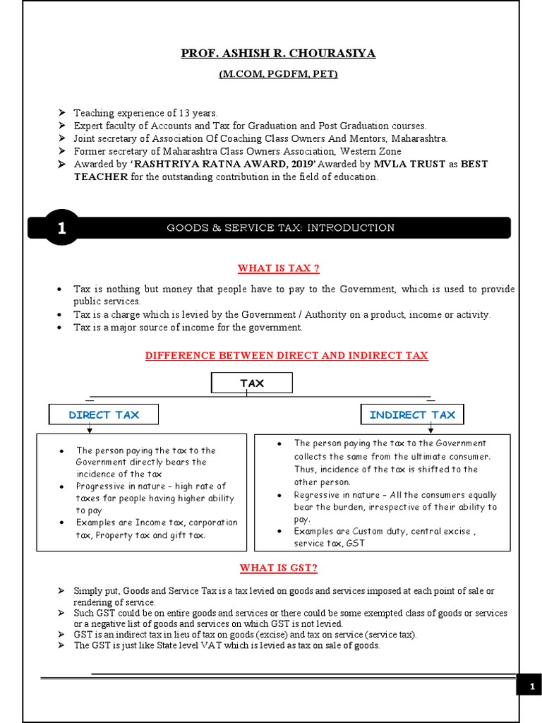 GST Notes | PDF | Value Added Tax | Indirect Tax