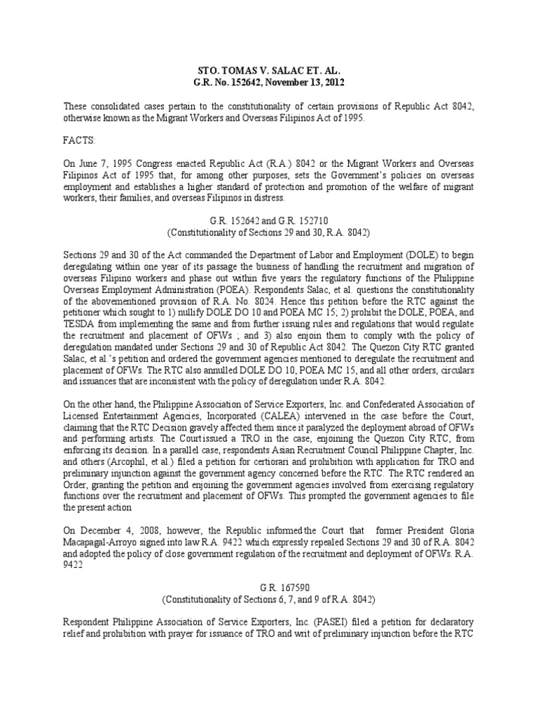 Sto - Tomas v. Salac | PDF | Injunction | Virtue